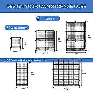 KOUSI 14"x14" Wire Cube Storage, Metal Grid Organizer, 25-Cube Modular Shelving Unit, Stackable Bookcase, Ideal for Living Room, Bedroom, Office, Garage