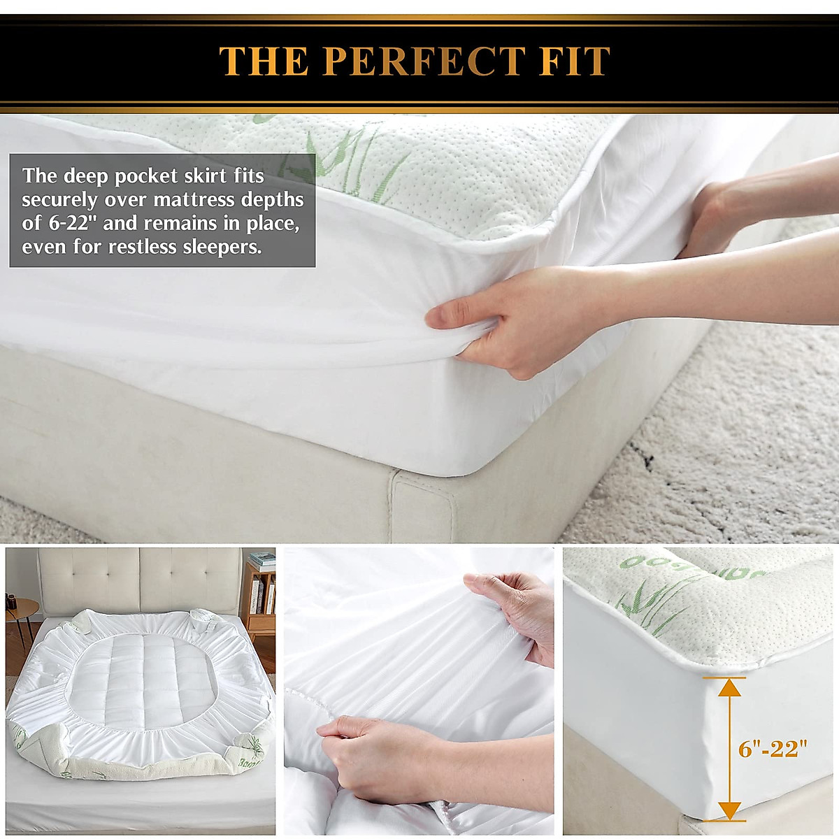 Mattress Pad Full Size, Cooling Mattress Protector Pillow Top Cover Pad with 6-22 Inches Deep Pocket, Breathable Mattress Cover with Down Alternative Fill