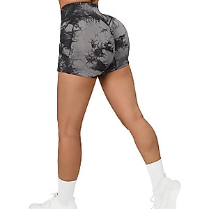 RXRXCOCO Women Seamless Butt Lifting Contour Yoga Short 3" High Waist Booty Gym Biker Shorts Small Black Gray