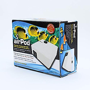 Penn-Plax Air Pod Aquarium Air Pump for Power Outage Automatic Turn On Keeps Fish Safe Up to 55 Gallons, Model:APB1