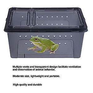 kathson Reptile Feeding Box Small Snake Breeding Container Transparent Portable Hatching Incubation Box Mini Pet House for Lizard Tarantula Spider Frog Scorpion (Black)