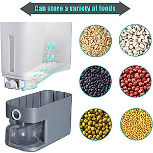 Kitchen Rice Storage Containers - 26Lbs Large Airtight Rice Bucket Grain Storage Bin Cereal Dispenser Container with Measuring Cup -Keep Dry Fresh and Insect Free (Free Silicone Whisk)