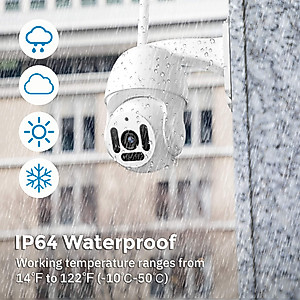 Hugolog PT Security Cameras, WiFi Cameras for Home Security 1080P HD, Outdoor Camera Waterproof,Motion Detection,2-Way Audio,Infrared Night Vision,USA Cloud Server/SD Card Slot, Compatible with Alexa