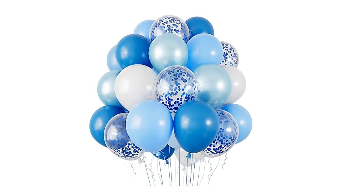 Royal Blue Balloons Set – 100 Latex & Confetti Balloons for Parties