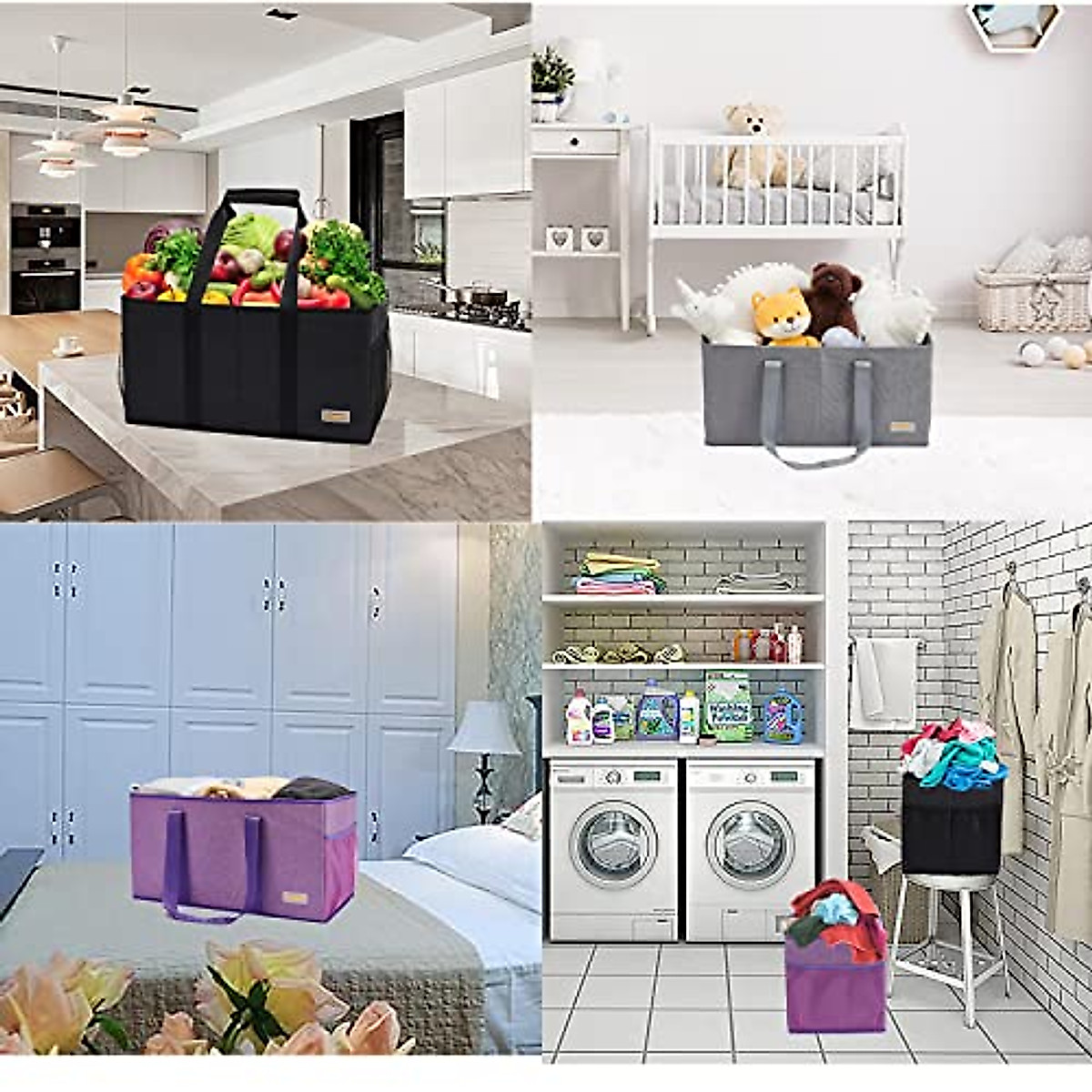 Large Folding Picnic Basket, Laundry Basket,Large Utility Tote Bag, Reusable Basket, Storage Bag, Shopping Bag, Car Storage Box.