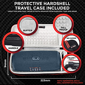 JBL Charge 5 Portable Waterproof Wireless Bluetooth Speaker Bundle with Boomph Portable Hard Carrying Protective Case - Blue