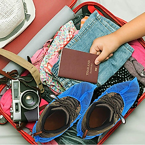 Green Convenience 100 Pack 50 Pairs Disposable Shoe Covers Boot Cover Waterproof, Dust proof, The Size Fit Most, Non-slip, Blue, Protect Your Shoes, Floor, Carpet