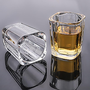 BARGIFTS 12pc Shot Glass Set,Party Server Shot Glasses Set with Rustic Rufous Wood Serving Tray,Crystal Shot Glass for Whiskey, Party & Collection