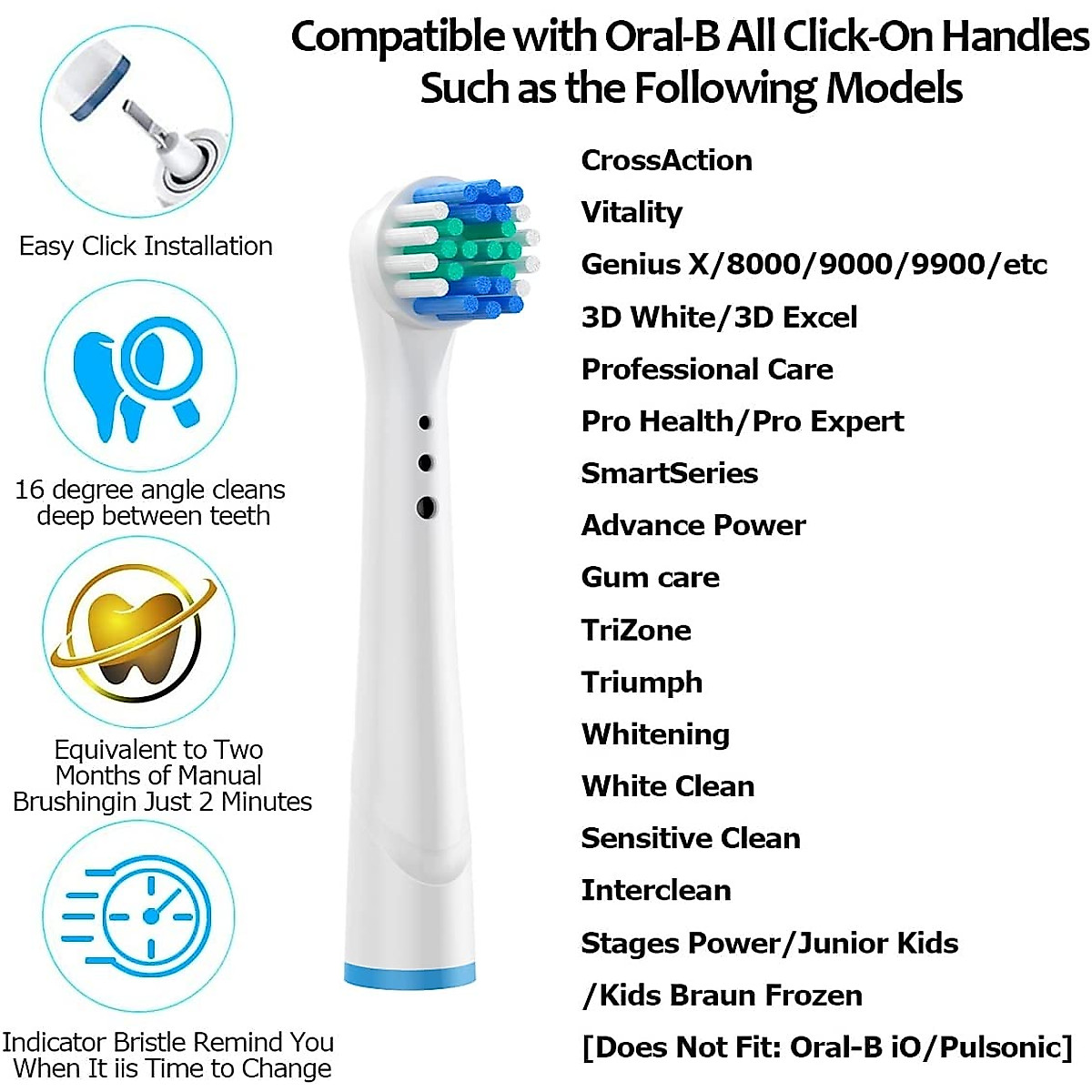 Replacement Toothbrush Heads for Braun, 8 Pack Clean Electric Brush Heads Compatible with Most Electric Toothbrush, Refill for 7000/Pro 1000/9600/ 5000/3000/ 8000 and More.