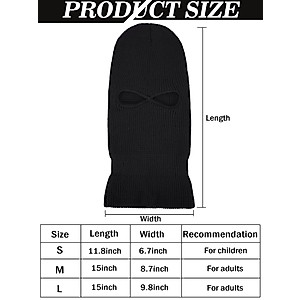 SATINIOR 2-Hole Knitted Full Face Cover Ski Neck Gaiter, Winter Balaclava Warm Knit Beanie for Outdoor Sports (Black, Medium)
