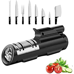 NCRD Electric Knives Sharpener, Kitchen Professional 4-Stage Knife Sharpening Tool, Tungsten Steel/Diamond, Polish & Grind Out A Sharp & Bling Knife, Chef's Best Choice (Color : Black)