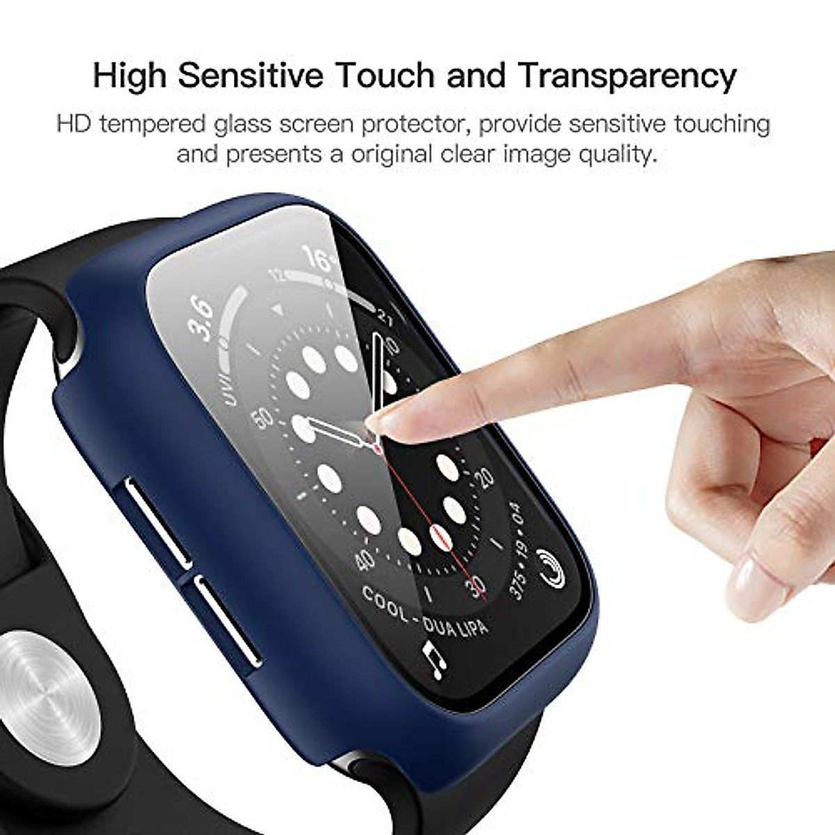 Haojavo 12 Pack Case Compatible for Apple Watch 44mm SE(2022) Series 6/5/4/SE(2019) Tempered Glass Screen Protector, Full Hard PC Scratch Resistant Bumper Protective Cover for iWatch Accessories