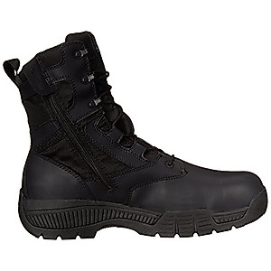 Timberland PRO Men's 8 Inch Valor Comp Toe Waterproof Side Zip Work Boot, Black Smooth Leather Ballistic Nylon, 4.5 W US