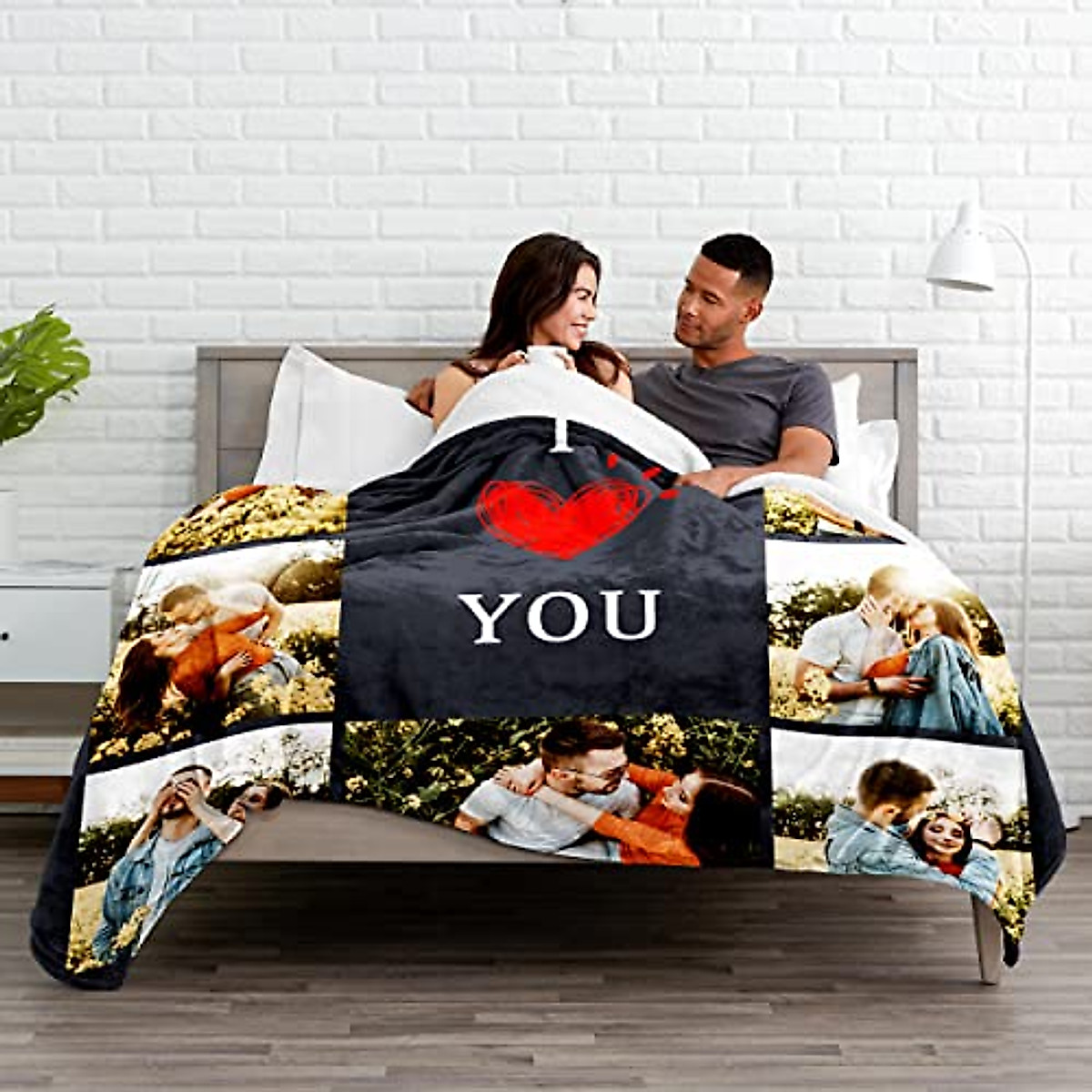 Juantao I Love You Blanket Gifts for Couples Custom Blanket with Photo Picture Personalized Christmas Birthday Anniversary Valentines Day Gifts for Boyfriend Girlfriend Wife Husband Him Her Men Women