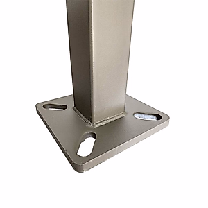 CHIUER 15FT 4'' Straight Square Steel Light Pole with Removable Round Top Adapter and All Accessaries Including Anchor Bolts Top Cover Bronze Fnish (15FT - 4'')