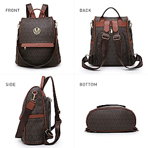 MKP Women Backpack Purse Fashion PU Leather Anti-theft Rucksack Lightweight Ladies Casual Travel College Shoulder Bag 2Pcs