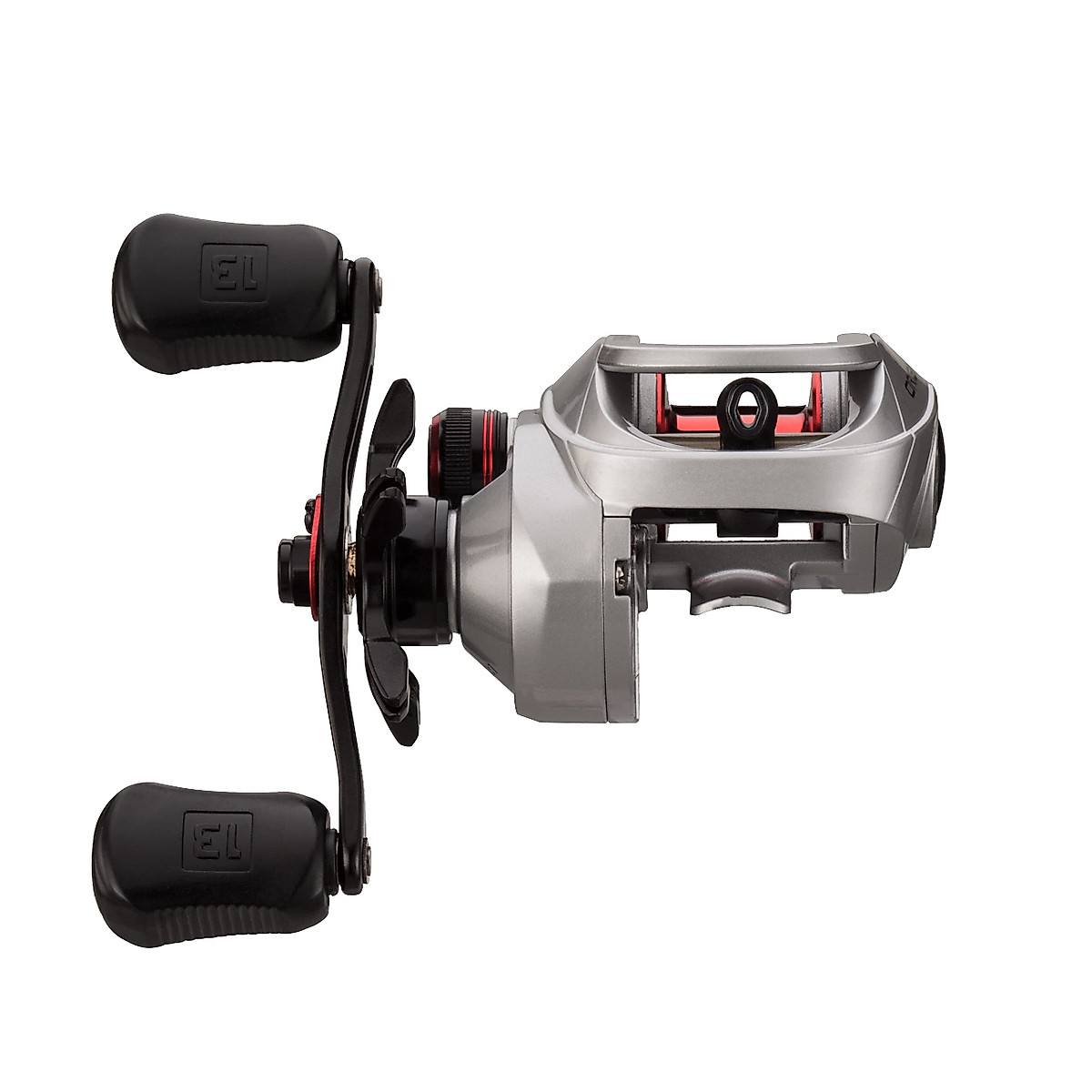 13 FISHING - Origin F1 Baitcast Reel - 6.6:1 Gear Ratio - Right Hand Retrieve (100 Size) (Fresh) - OF1-6.6-RH, Silver/Black/Red
