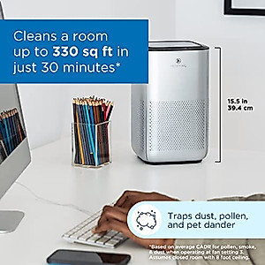 Medify Air MA-15 Air Purifier with H13 True HEPA Filter | 330 sq ft Coverage | for Allergens, Wildfire Smoke, Dust, Odors, Pollen, Pet Dander | Quiet 99.7% Removal to 0.1 Microns | Silver, 2-Pack