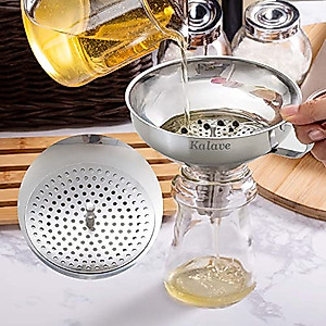 Kalave Canning Funnel, Food Grade Stainless Steel Canning Funnels with Strainer, Wide Mouth Funnels for Kitchen Use, Canning Supplies Kit for Wide and Regular Mason Jars - 3 Pack (Small and Large)