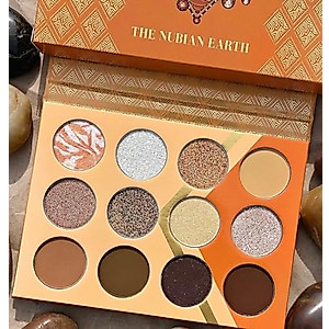 Juvia's Place The Nubian Earth - Orange, Browns, Tans, Shades of 12, White Pressed Eyeshadow Palette, Professional Eye Makeup, Pigmented Eyeshadow Palette, Cosmetic Palette for Eye Color & Shine