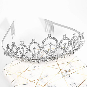 AOPRIE Birthday Crown for Women Birthday Sash Silver Birthday Tiara for Women Princess Crown Rhinestone Happy Birthday Accessories