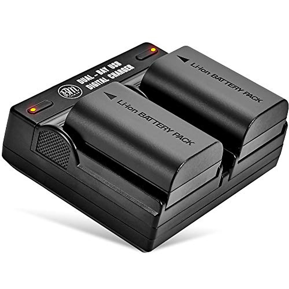 BM Premium 2 Pack of LP-E6NH High Capacity Batteries and Dual Bay Battery Charger for Canon EOS R EOS R5 EOS R6 EOS R6 II EOS R7 EOS 90D EOS 60D EOS 70D EOS 80D EOS 6D II EOS 7D EOS 7D Mark II Cameras