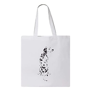SIMPLE DALMATIAN ANIMAL PRINT BLACK AND WHITE DESIGN, Reusable Tote Bag, Lightweight Grocery Shopping Cloth Bag, 13” x 14” with 20” Handles