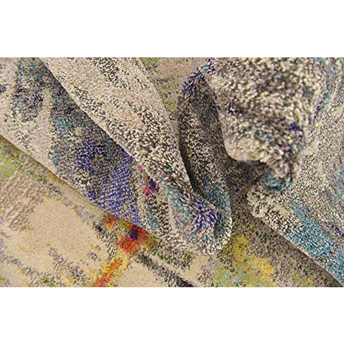 Unique Loom Chromatic Collection Modern Rustic & Vibrant Abstract Area Rug for Any Home Décor, 8' 0" x 8' 0", Beige/Gray