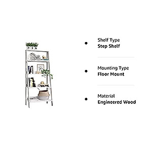 Madesa 5-Tier Ladder Shelf with Storage Space, Free Standing Bookshelf, Wood, 15" D x 24" W x 55" H – White