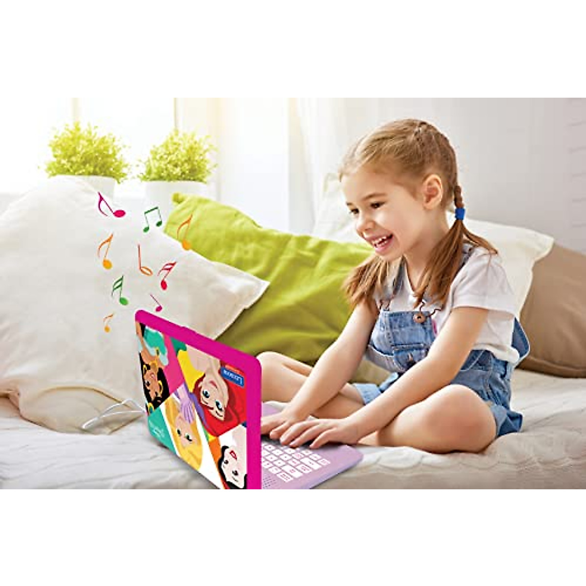 LEXIBOOK JC598DPi1 Disney Princesses Educational and Bilingual Laptop French/English with 124 Activities: Mathematics, Dactylography, Logic, Clock Reading, Play Games and Music