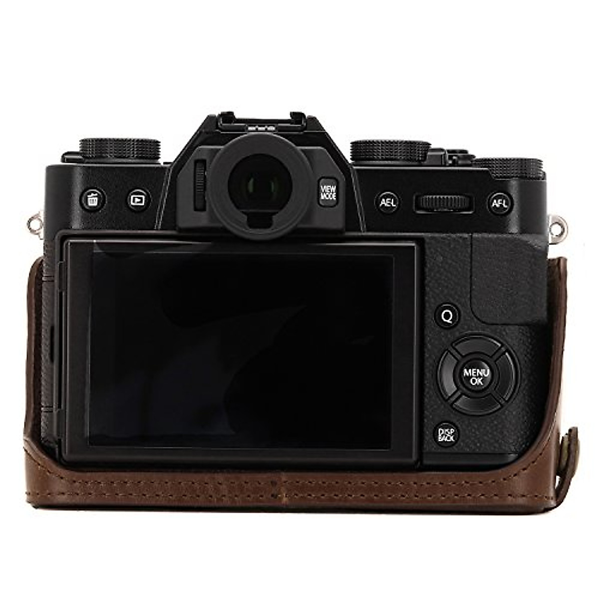 MegaGear MG958 Ever Ready Leather Camera Half Case and Strap Compatible with Fujifilm X-T30 MII, X-T30, X-T20, X-T10 - Dark Brown