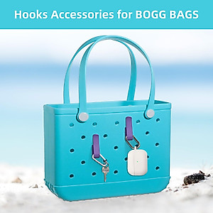 ARSUNOVO 2 PCS Hooks Accessories for Bogg Bags, Insert Charm Connector Key Holder Mask Holder, Purple