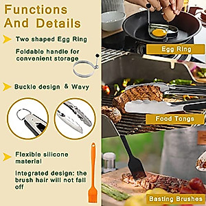 Grilljoy Griddle Accessories Kit Set for Hibachi Grill Flat Top - 26PC Non-Slip Grill Spatulas Set with Cleaning Pad, Burger Press, Egg Rings for Camping Grilling - Ideal for Men Women