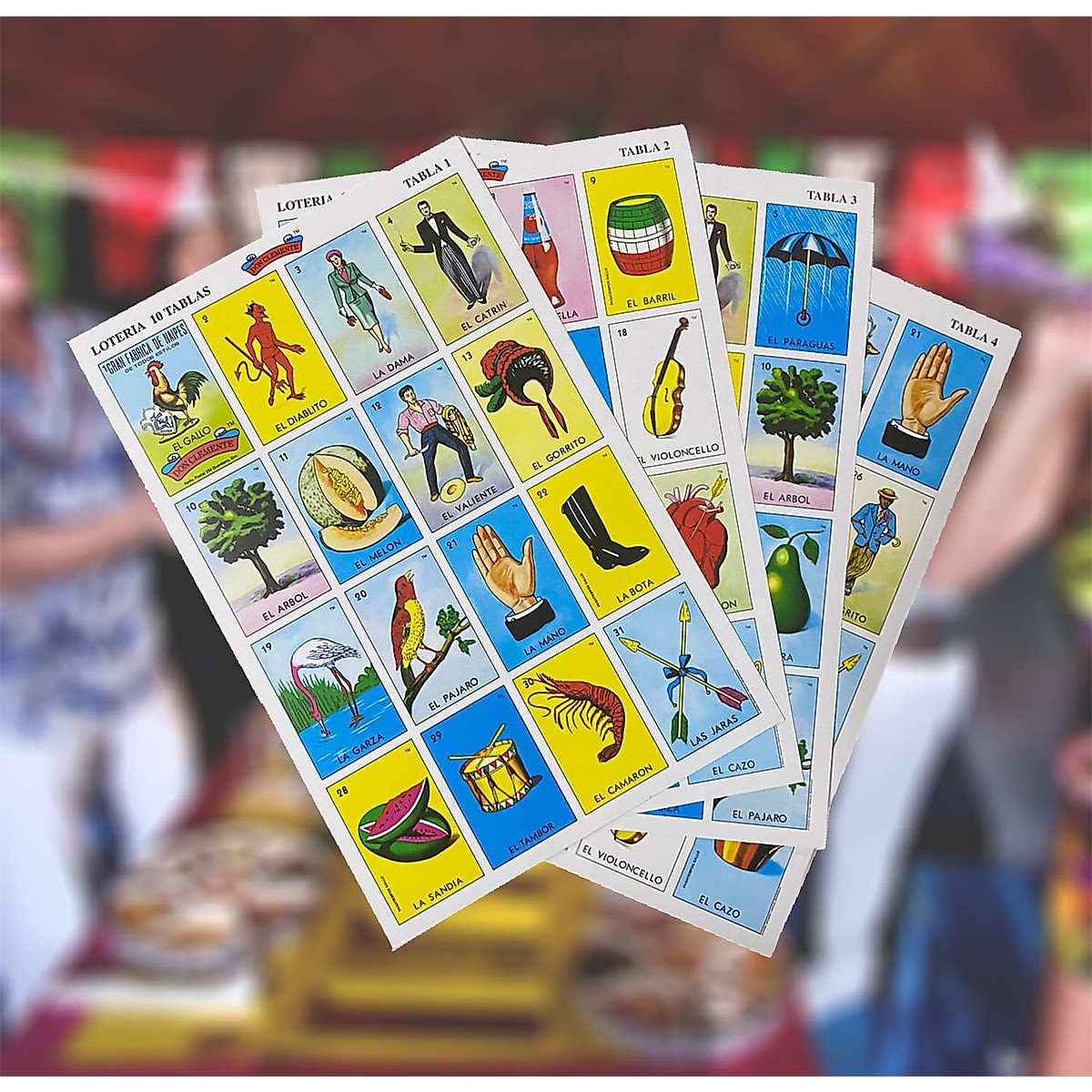 Loteria Mexicana Tradicional Jumbo Don Clemente 10 Jugadores 100 Fichas Poker - Jumbo Size Mexican Bingo Set with 100 Plastic Chips for 10 Players Board Game