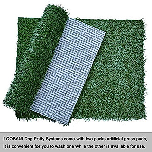LOOBANI Dog Grass Pad with Tray Large, Indoor Dog Potties for Apartment and Patio Training, with 2 Packs Dog Grass Pee Pads for Replacement(16" x 20")