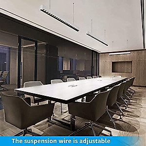 LEONLITE 4FT LED Linear Light Linkable, Anti Glare Office Lighting, 5460lm 0-10V Dimmable Architectural Suspended Lighting Fixture, 100-277V UL Listed, 42W 4000K Cool White, White, Pack of 2