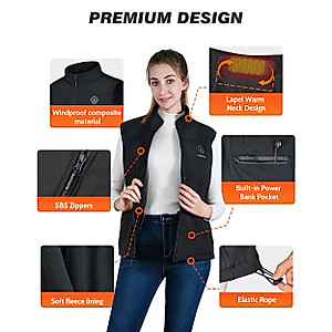 FUNPRO Heated Vest for Men Women, Windproof Electric Heating Vest, Softshell Sleeveless Sports Jacket, Battery Not Included