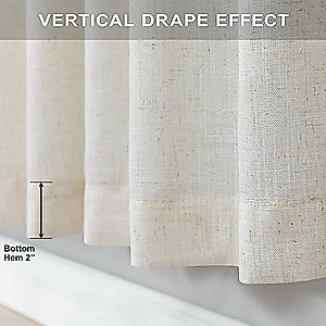 Natural Linen Curtains 108 Inches Long for Living Room 2 Panels Set Back Tab Loop Pocket Draperies Neutral Earth Tone Soft Cotton Textured Semi Sheer Linen Curtains for Large Window Vertical 9 FT Tall