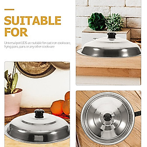 Stainless Steel Wok Lid 14 Inch Skillet Lid Round Dome Lid Microwave Lid Universal Pan Lid Stainless Steel Pan Lid 14 Inch Pan Lid Kitchen Pot Lid Pot Covers for Cooking Pan Cover