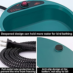 MEWTOGO Heated Bird Bath, 68 Oz Bird Baths for Outdoors 100W Deep Birdbath Heater Bird Water Feeder for Winter Garden Deck Yard Animals Wild Bird Pet Dogs Drink Water