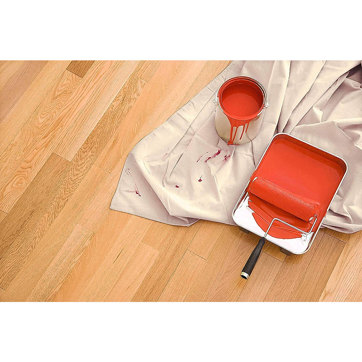 ZUPERIA Canvas Drop Cloth for Painting (Size 6x9 Feet Pack of 4) Pure Cotton Painters Drop Cloth for Painting, Furniture & Floor Protection - All Purpose Thick Canvas tarp with Double Stitched Edges