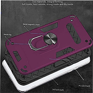 Folmeikat LG V60 Thinq/LG V60 Thinq 5G/ LG G9 Thinq Case, Screen Protector [2Pack] 360 Degree Rotating Metal Ring Slim Shock Absorption Reinforced Corner Soft TPU Silicone Case 6.8" (Wine red)