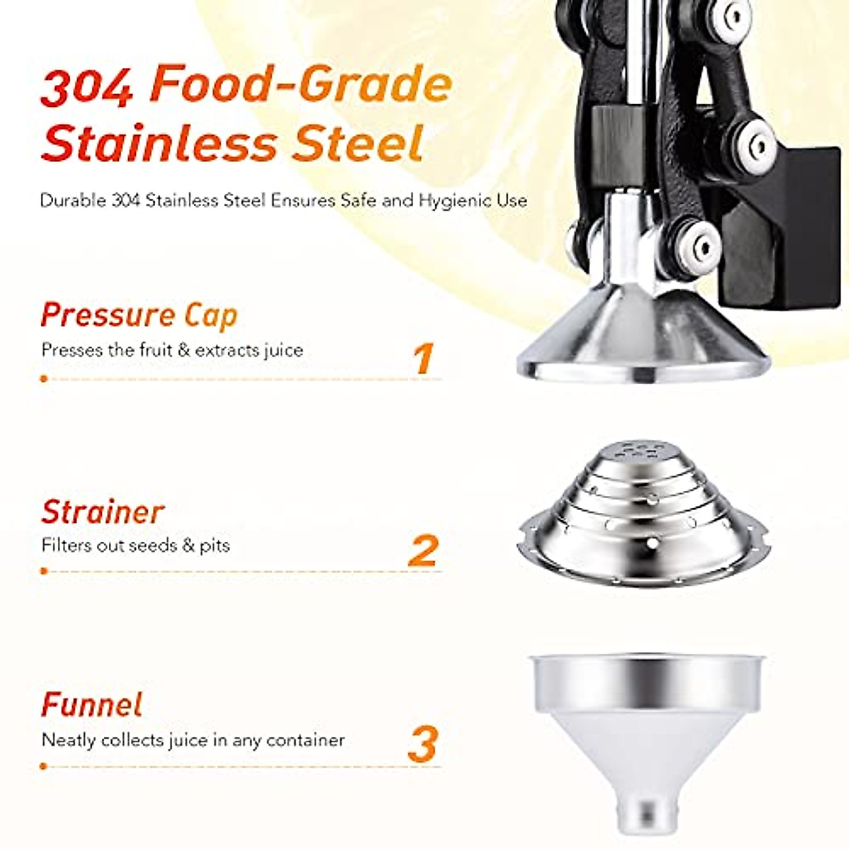 CO-Z Hand Press Juicer Machine, Manual Citrus Juicer for Lemon, Lime, Orange Juice - Professional Squeezer and Crusher, Easy to Clean, Black
