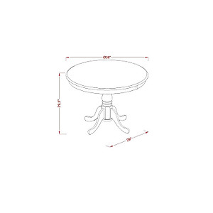 East West Furniture AMAB3-BCH-06 3 Piece Dining Table Set for Small Spaces Contains a Round Kitchen Table with Pedestal and 2 Shitake Linen Fabric Upholstered Chairs, 36x36 Inch, Black & Cherry