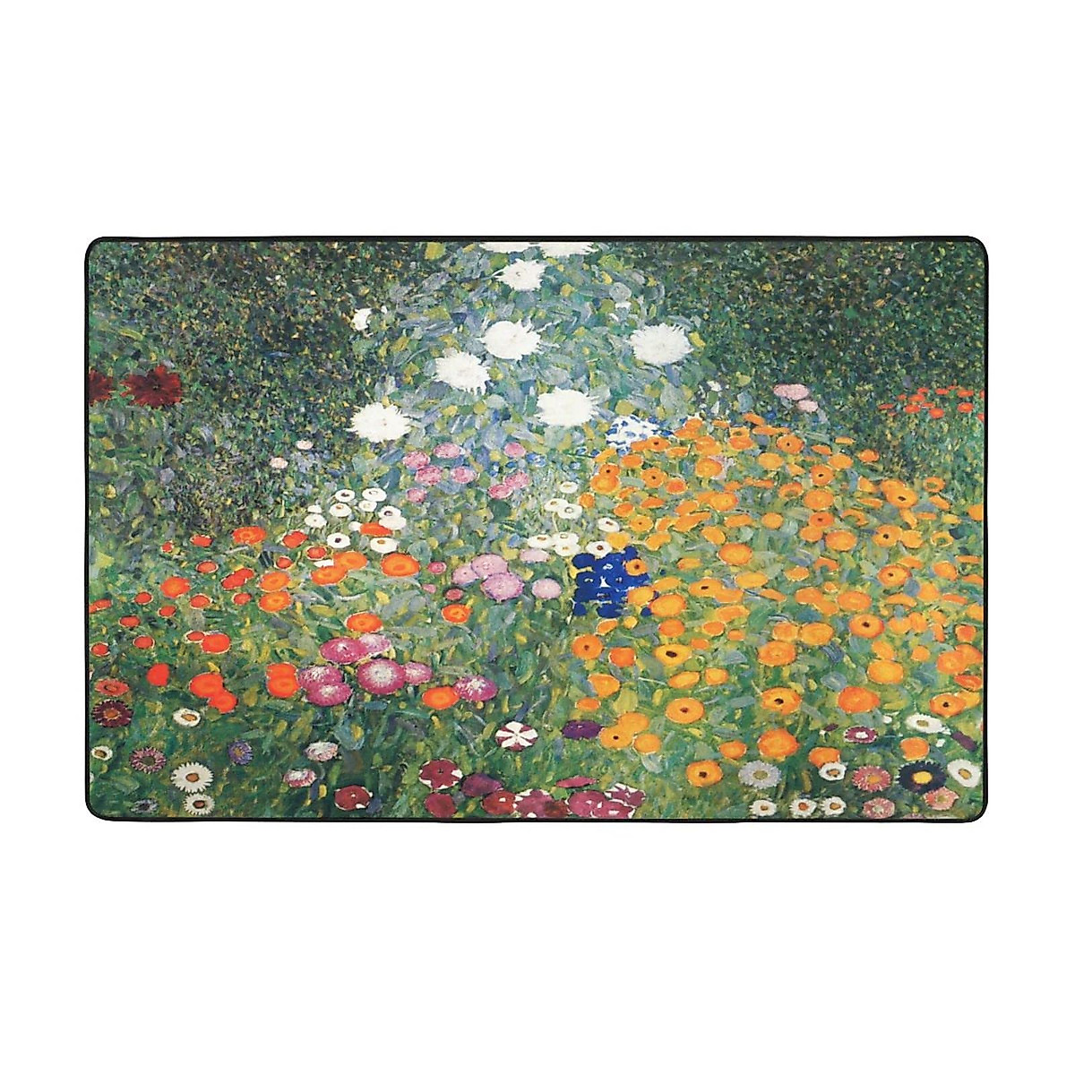 Area Rug Garden by Gustav Klimt Art Paintings Washable Microfiber Non-Slip Floor Mat Carpet, 60 x 39 Inches