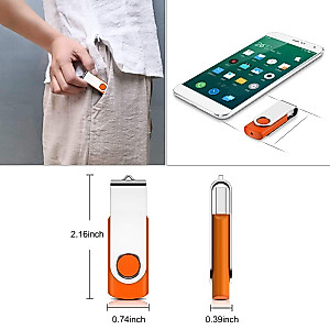 64GB Flash Drive, JEVDES 5 Pack Swivel Data Storage USB Flash Drive USB 2.0 Flash Drive Thumb Drives with LED Indicator, Jump Drive Zip Drive Memory Sticks (5 Mixed Color with Lanyards)