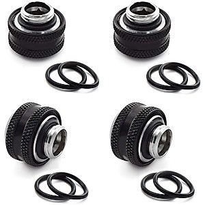 SDTC Tech 4-Pack G1/4" to 10mm x 14mm (IDxOD) Rigid Tubing Compression Fitting for PC Water Cooling System Metal & PETG Tube