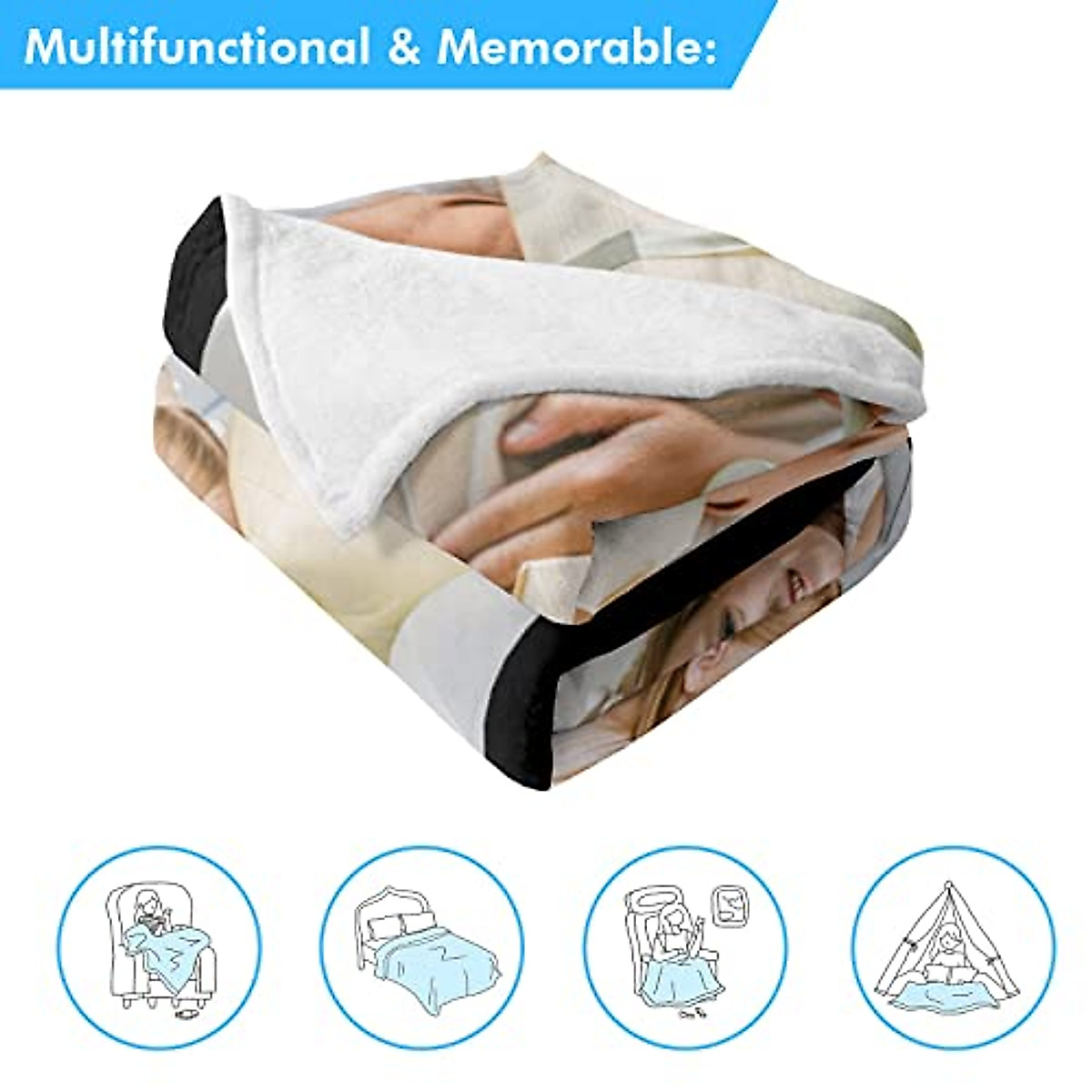 Custom Blanket With Photo Text Personalized Throw Blanket Customized Picture Blanket For Baby Mother Father Adult Friends Lovers Dog Pets Personalized Gift Flannel Blanket Birthday Halloween Christmas