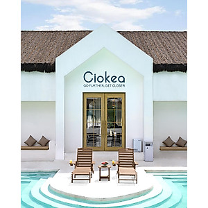 Lounge Chair Outdoor, Oversized Chaise Lounge Chair with 5 Positions, HDPE, Patio Lounge Chair with Wheels & Cup Holder for Pool, Deck, Poolside, Teak