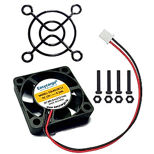 Easycargo 4pcs 3D printer 40mm Fan 12V DC, 4010 Cooling Fan Sleeve Bearing Brushless 2 pin, 40mm Cooler Fan + Grill Mounting Kit 40mm x 40mm x10mm